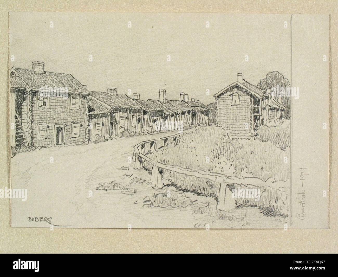 Västerbotten, Burträsk. Drawing of Ferdinand Boberg Nordic Stock Photo ...