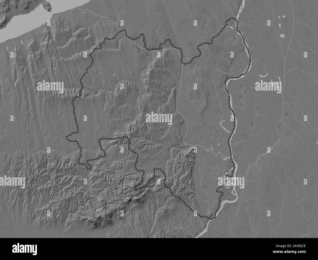 Tolna, county of Hungary. Bilevel elevation map with lakes and rivers ...