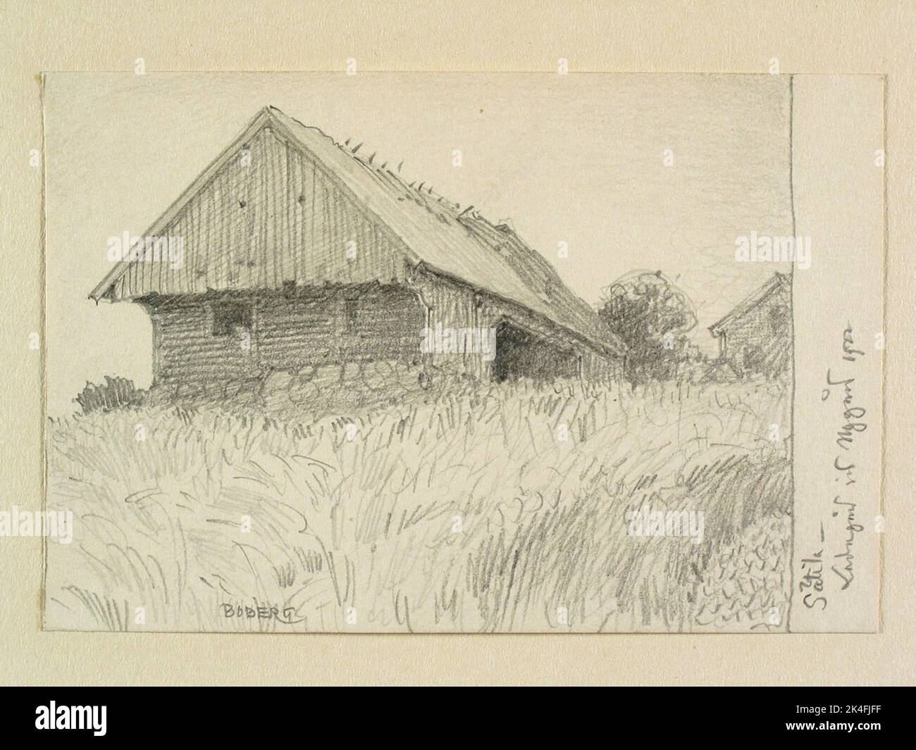 Västergötland, Marks hd., Sätila sn. "Barn at Nygård". Drawing by ...