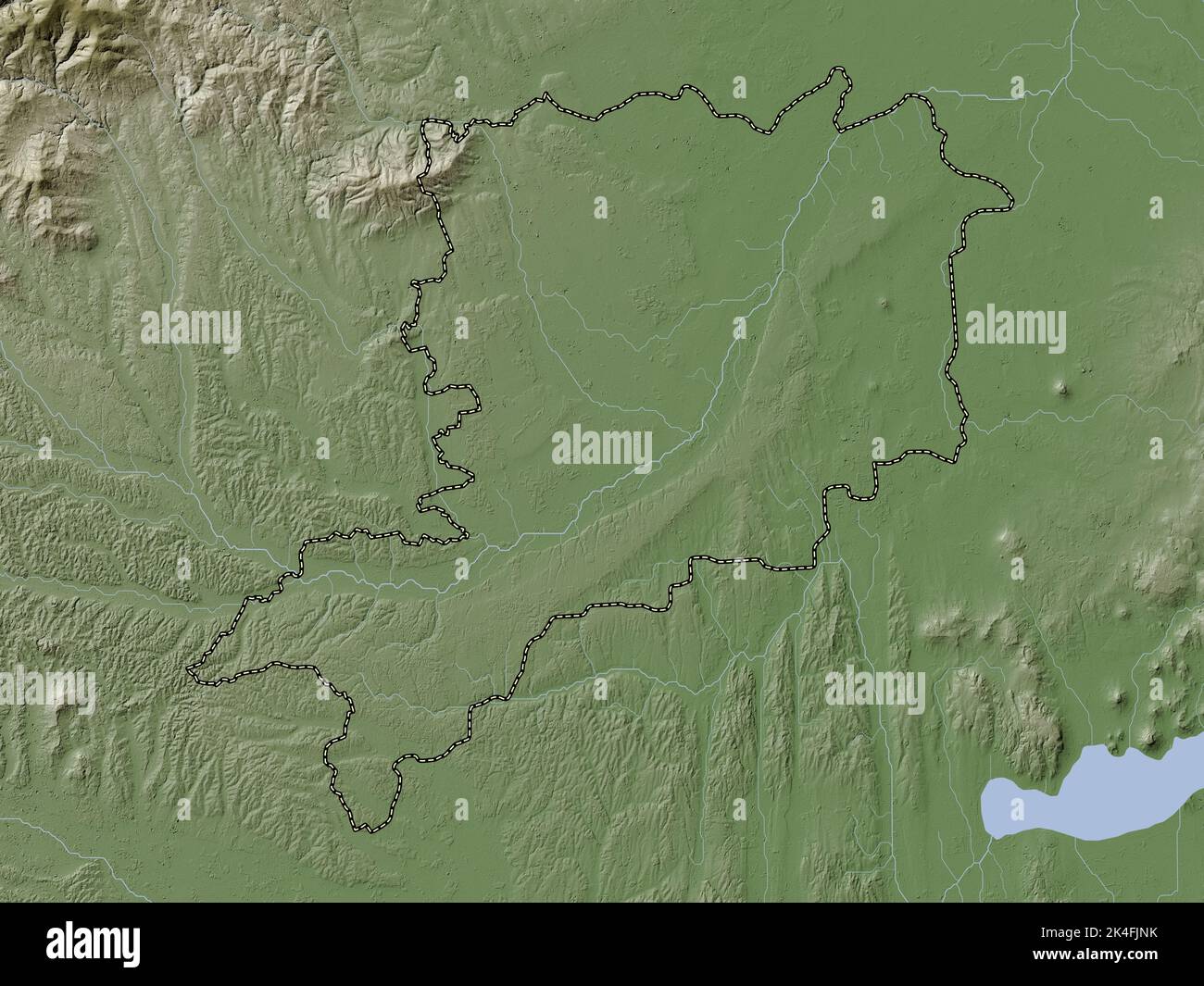 Vas, county of Hungary. Elevation map colored in wiki style with lakes ...