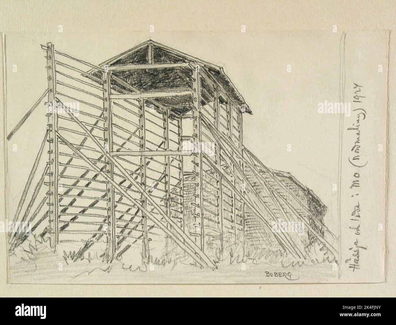 Ångermanland, Nordmalings sn., Mo. Hässja and barn. Drawing by ...