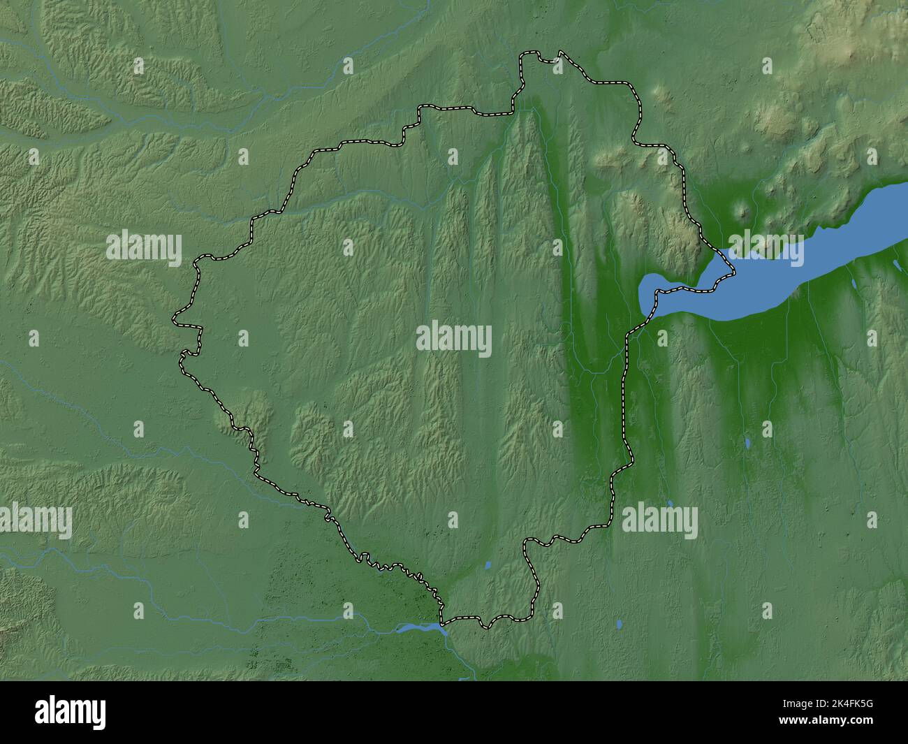 Zala, county of Hungary. Colored elevation map with lakes and rivers ...