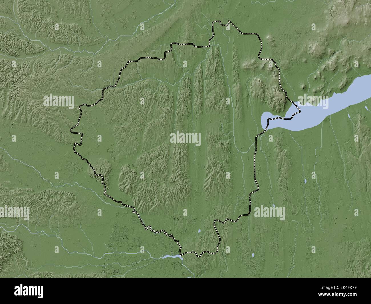 Zala, county of Hungary. Elevation map colored in wiki style with lakes ...