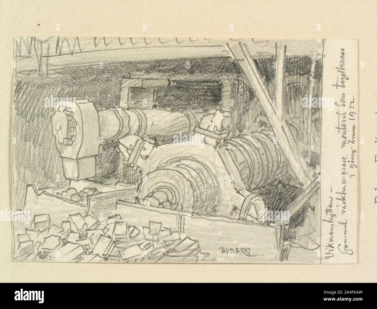 Dalarna, Hedemora sn., Vikmanshyttan. "Old Racon hammer mounted as a ...