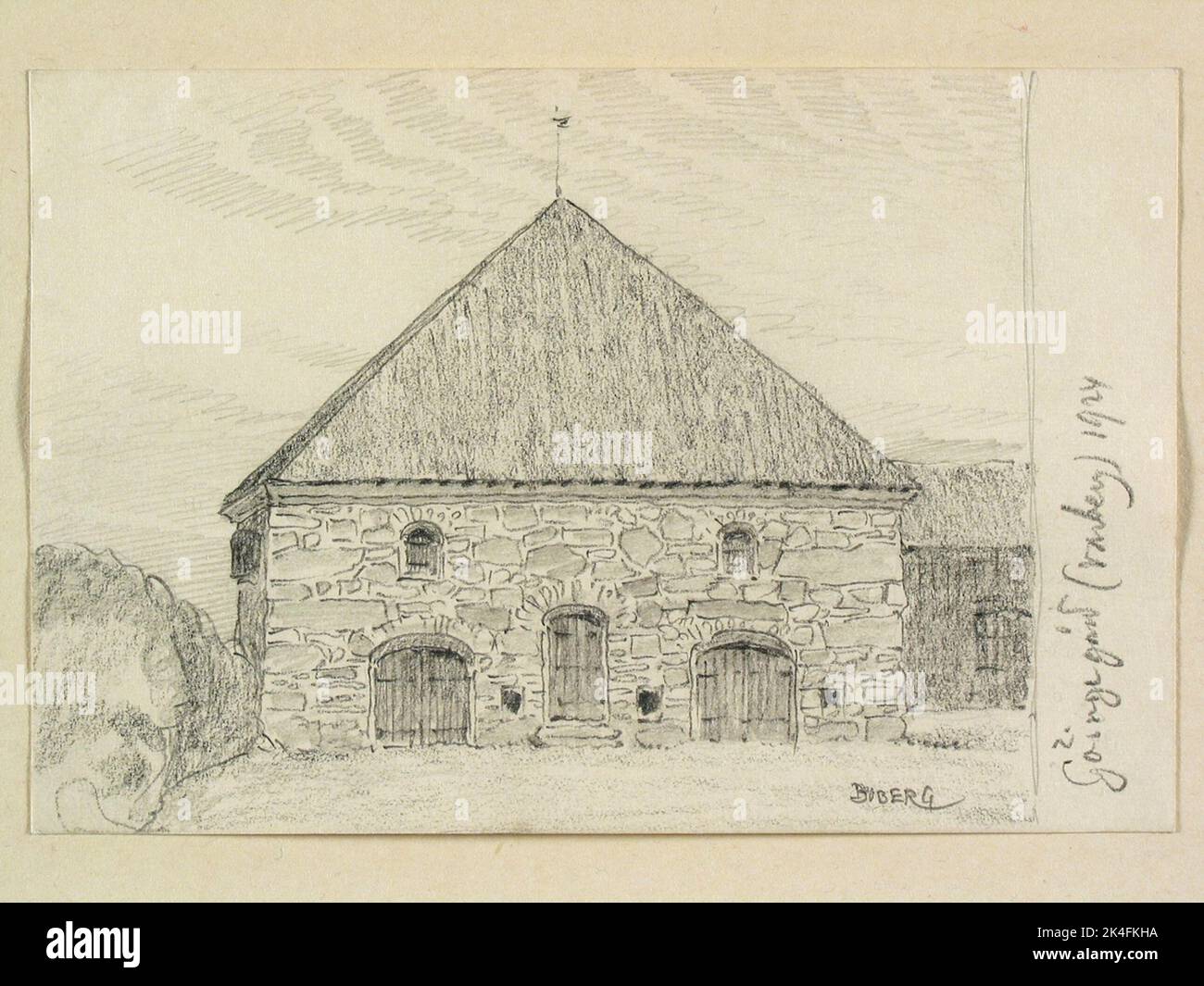 Halland, Himle hd., Lindbergs sn. Göingegården, magazine. Drawing by ...