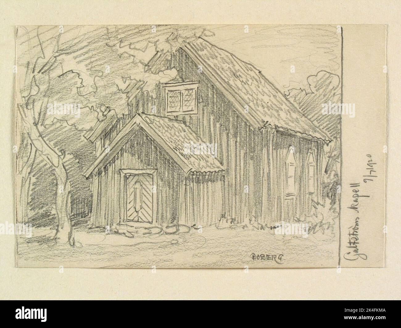 Drawing by Ferdinand Boberg. Medelpad, Njurunda sn., Galtström ...
