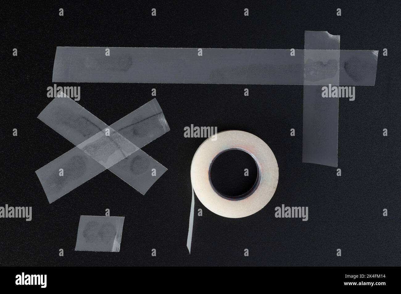 Set of white transparent masking tape isolated on black background ...