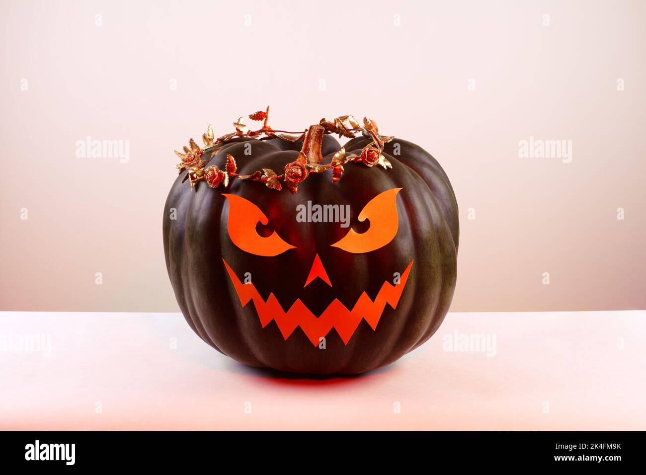 Halloween Pumpkin with Paper Cut Scary Face on a White Background. Jack Halloween. Smile Jack ...