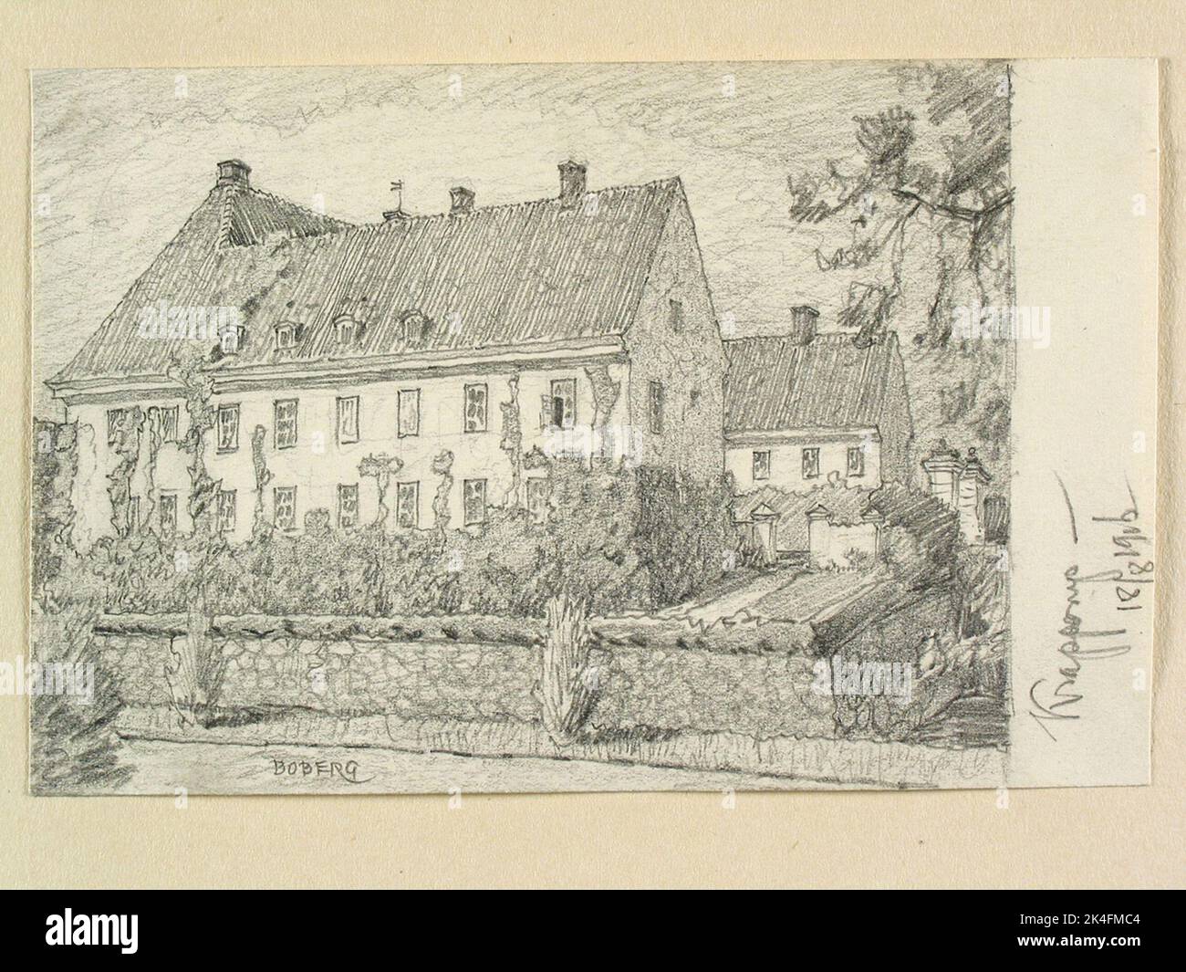 Drawing by Ferdinand Boberg. Skåne, Luggude hd., Brunnby sn., Krapperup ...