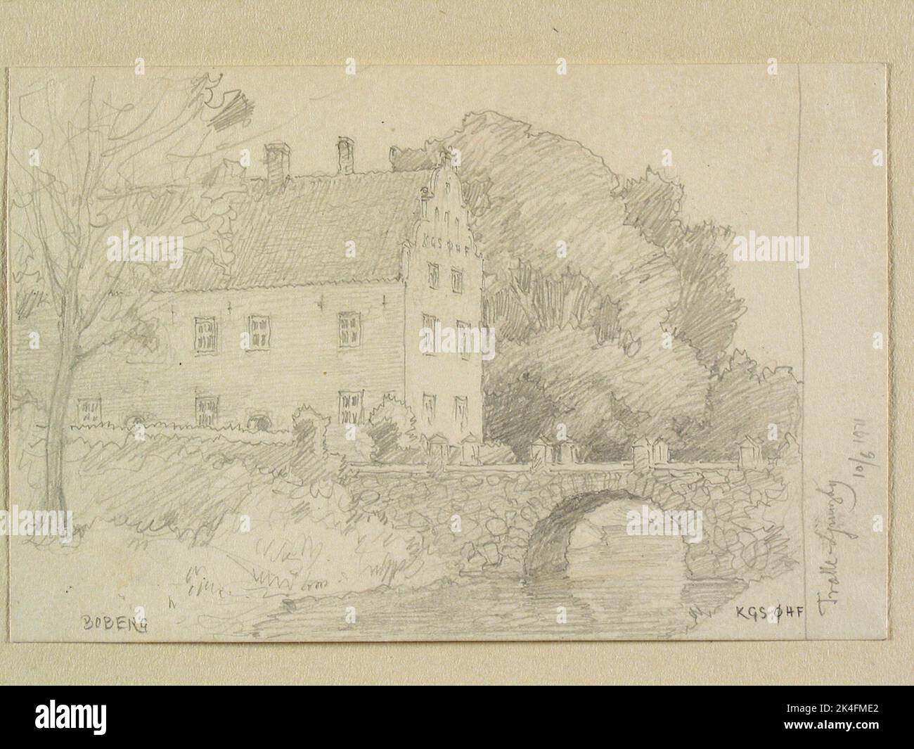 Drawing by Ferdinand Boberg. Skåne, Villand's hd., Ljungby sn., Trolle ...