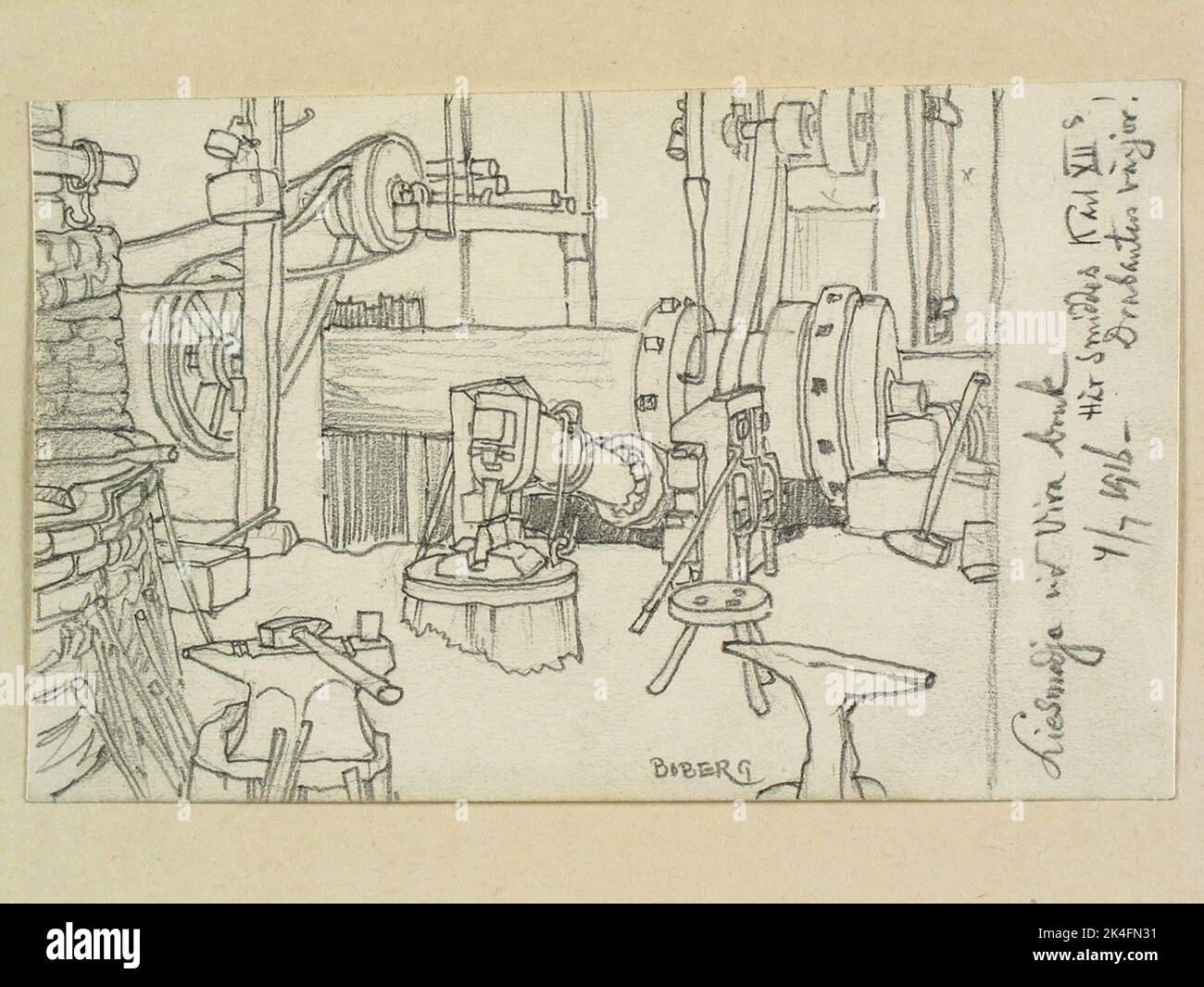 Drawing by Ferdinand Boberg. Uppland, Åker's ship team, Kulla sn., Vira ...
