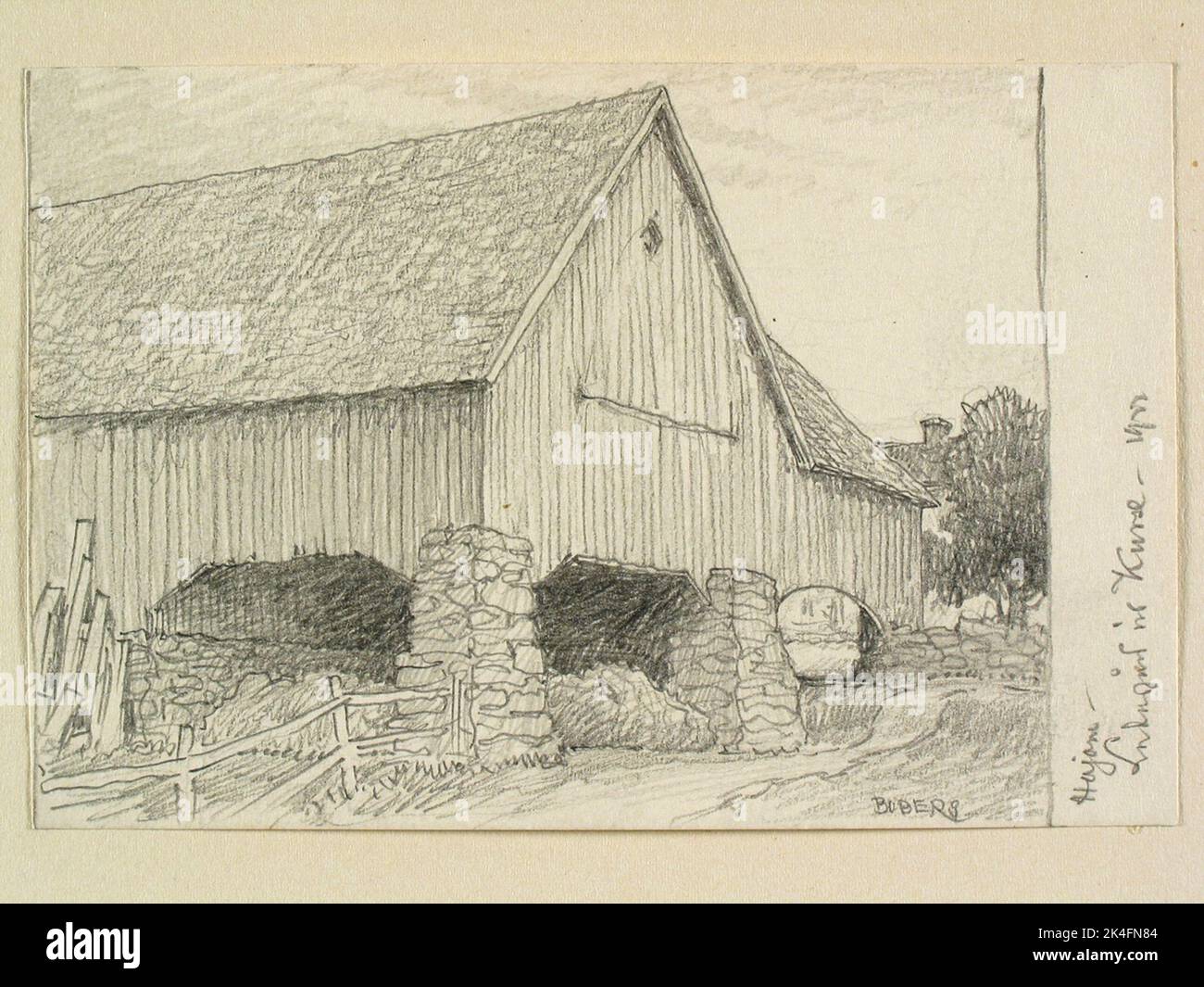 Drawing by Ferdinand Boberg. Västergötland, Marks hd., Hajoms sn., Kurs ...