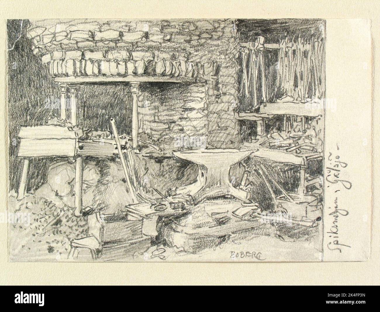 Drawing by Ferdinand Boberg. Ångermanland, Boteå sn. , Gålsjö Nordic ...