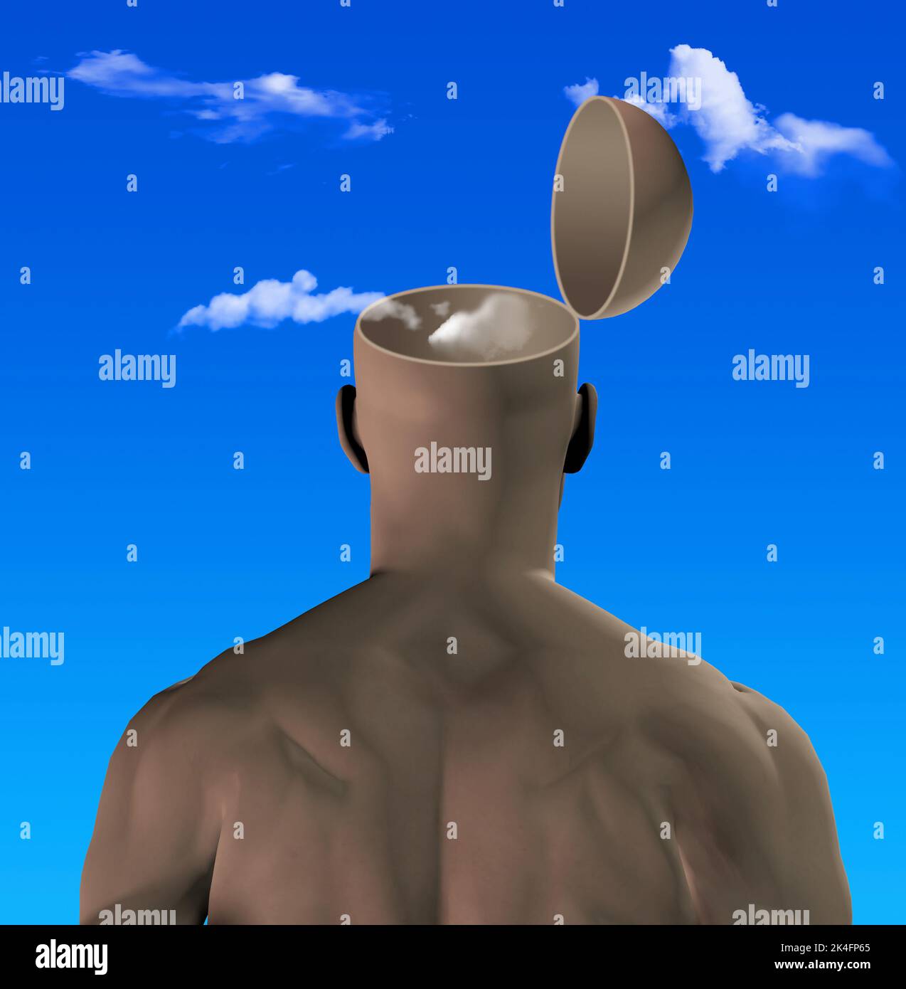 Empty head man with clouds. 3D rendering Stock Photo - Alamy