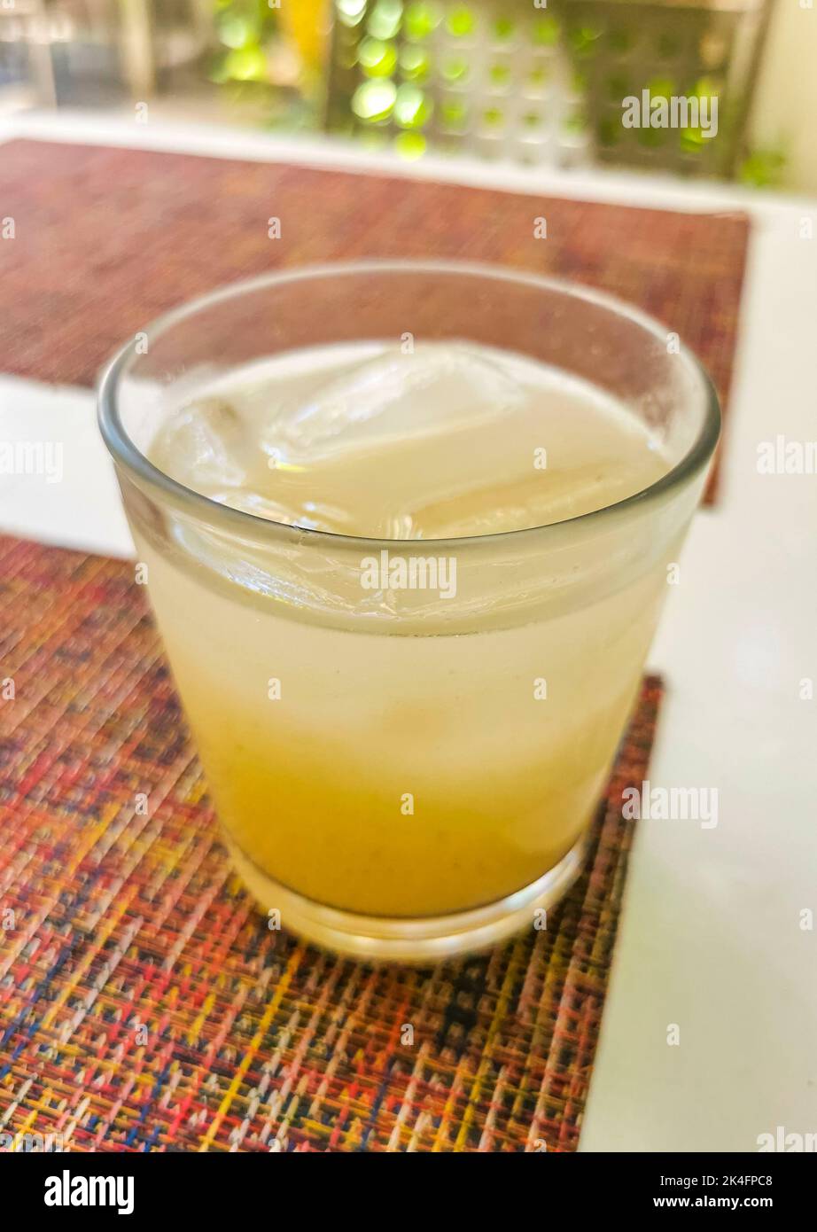 Glass of guanabana fruit juice food and drink in the restaurant ...