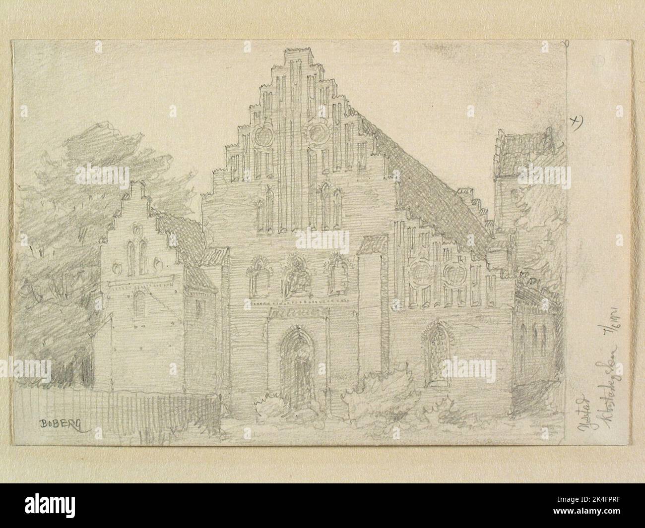 Drawing by Ferdinand Boberg. Ystad, Church, Gray Brotherhood Monastery ...