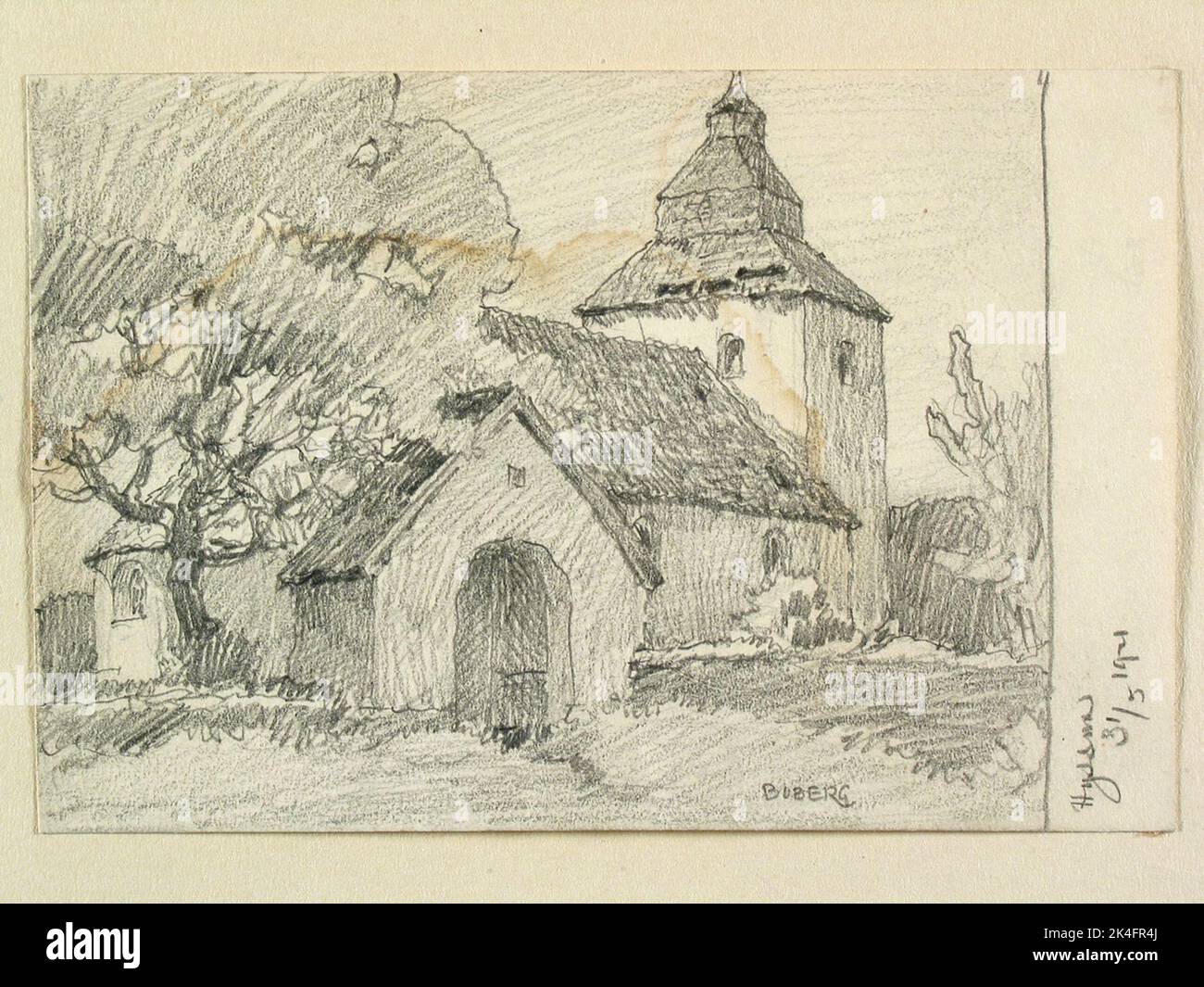 Drawing by Ferdinand Boberg. Västergötland, Marks hd., Hyssna K: a ...