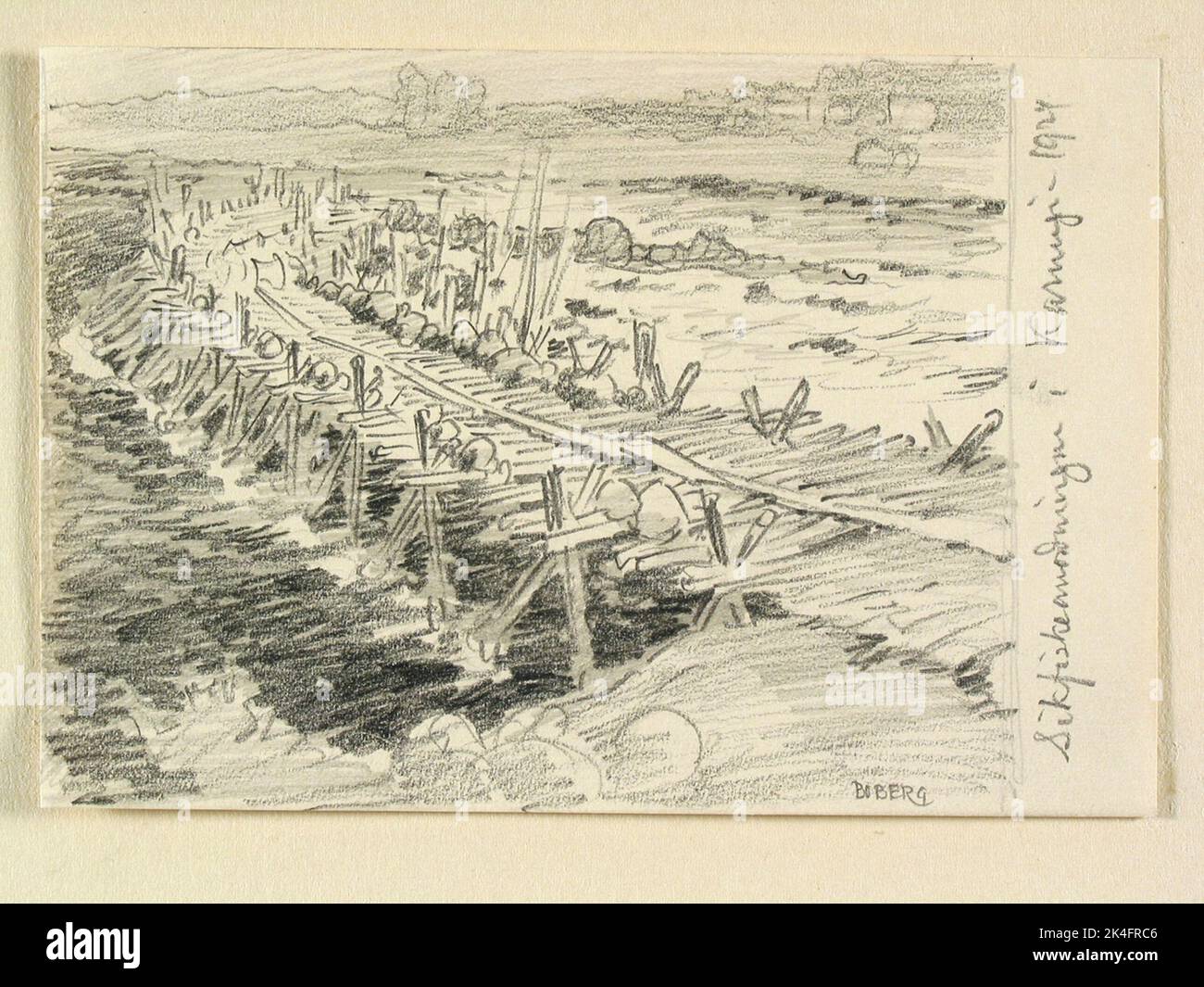 Drawing by Ferdinand Boberg. Norrbotten, Karl-Gustafs sn., Karungi ...