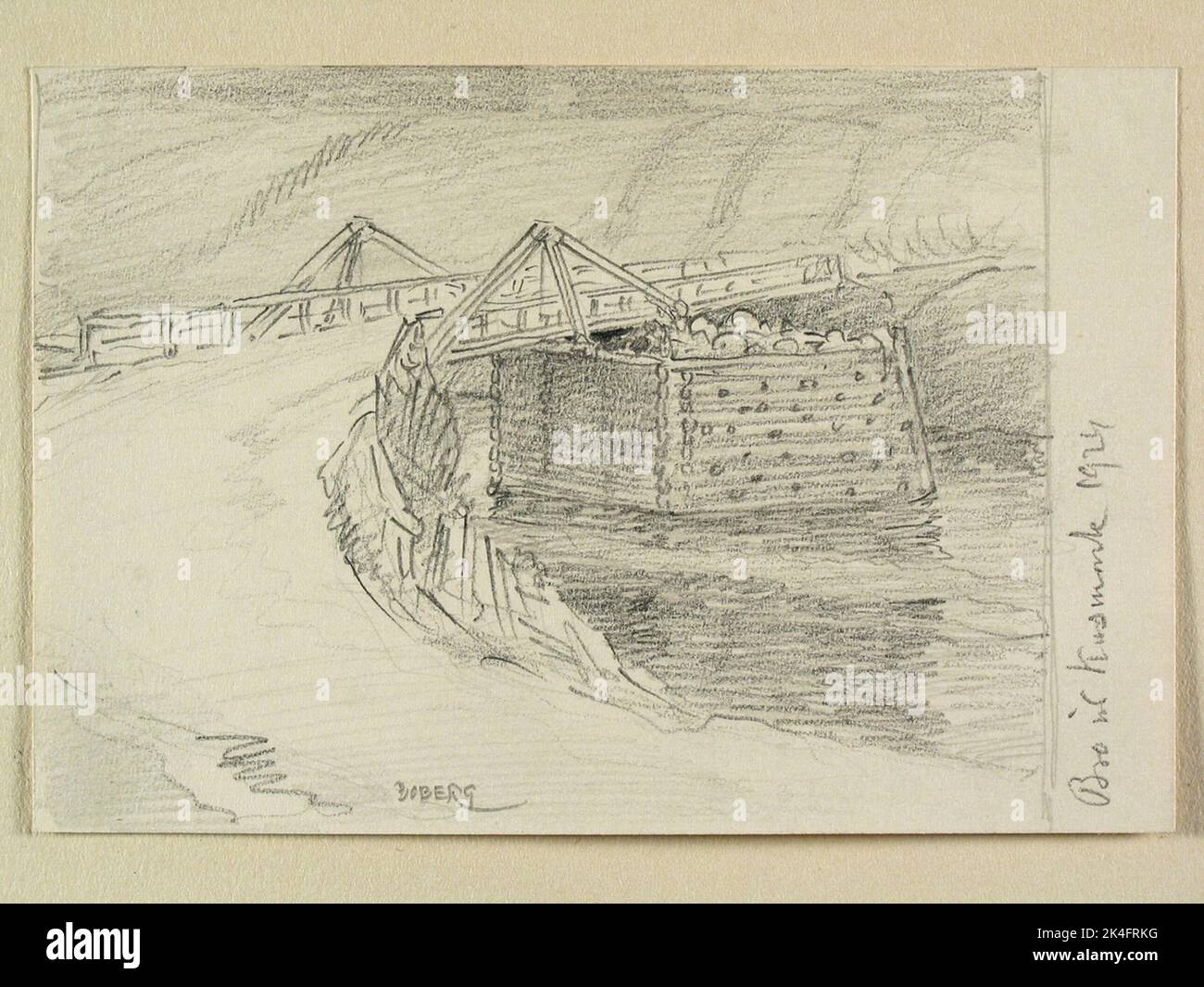 Drawing by Ferdinand Boberg. Västerbotten, Skellefteå Landslg., Kusmark ...