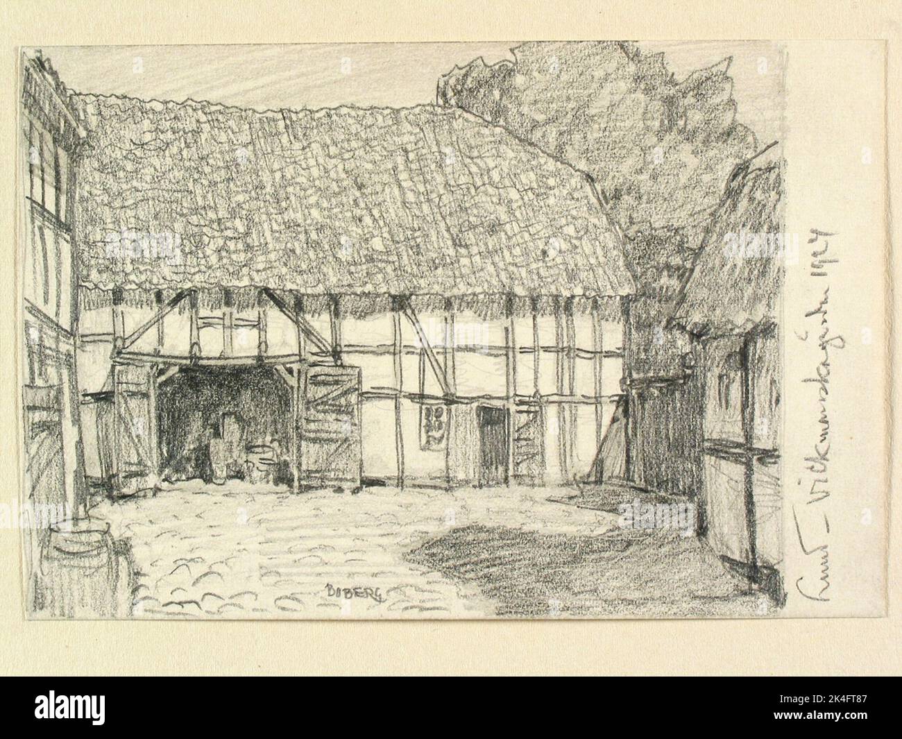 Drawing by Ferdinand Boberg. Lund, Wickmanska farm Nordic Stock Photo ...