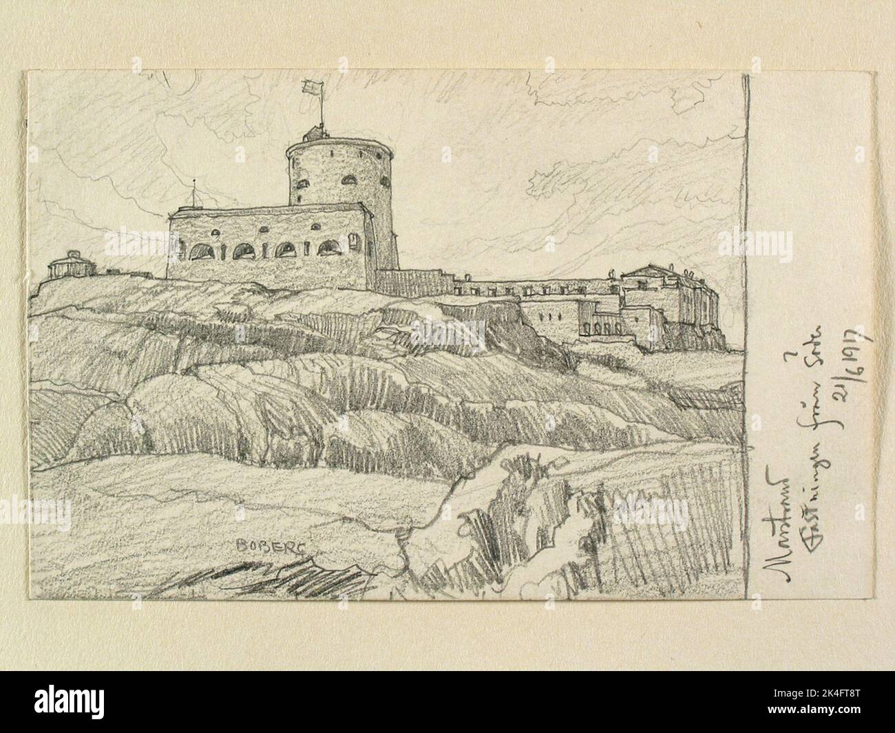 Drawing by Ferdinand Boberg. Marstrand, the fortress, Nordic Stock ...
