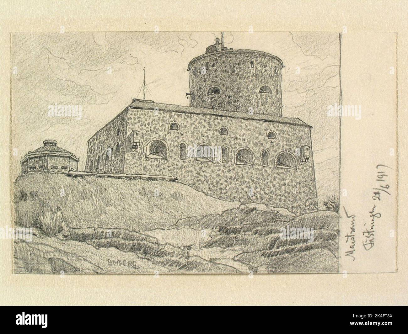 Drawing by Ferdinand Boberg. Bohuslän, Marstrand, Fortress, Nordic ...