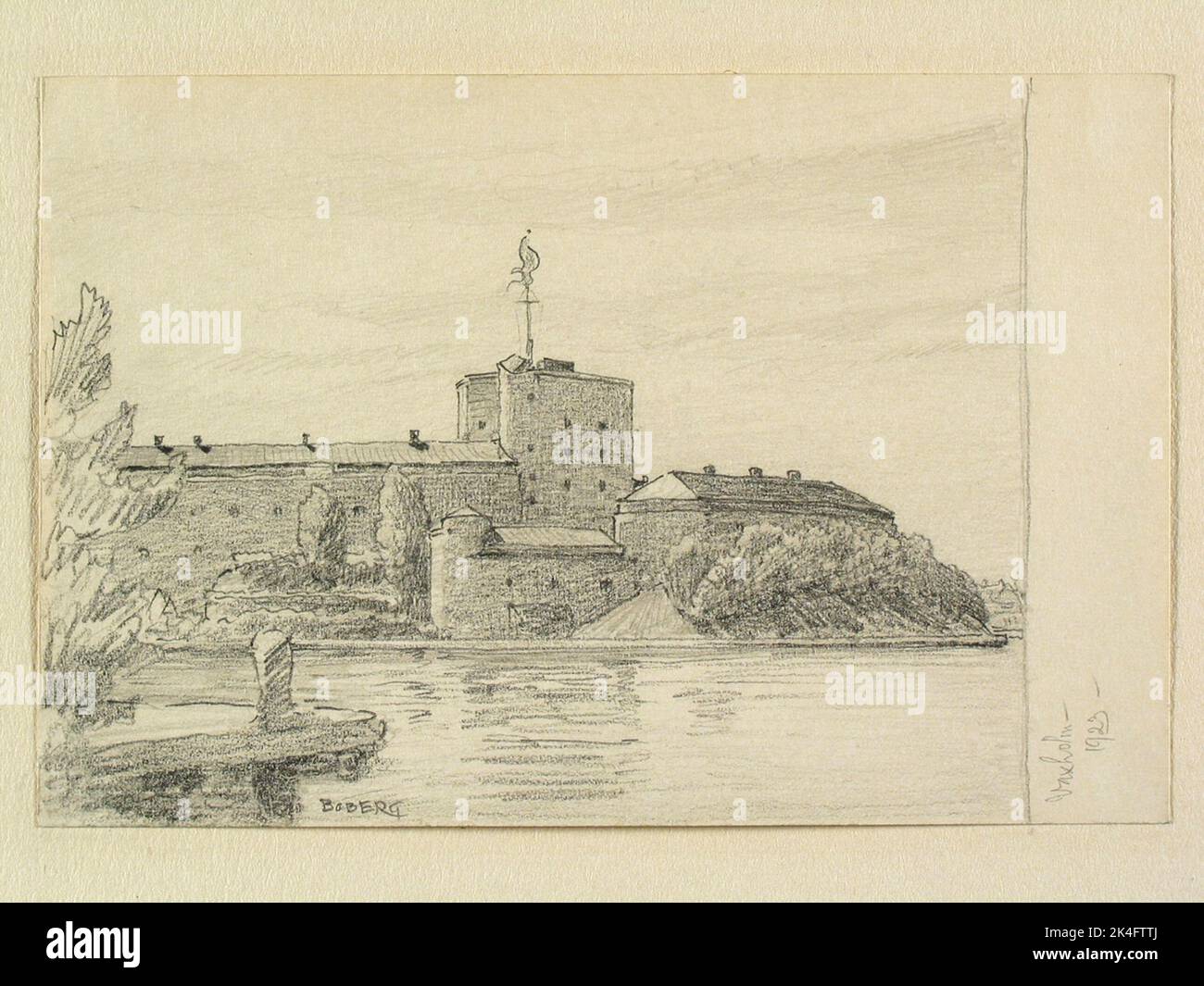 Drawing by Ferdinand Boberg. Vaxholm, the fortress Nordic Stock Photo ...