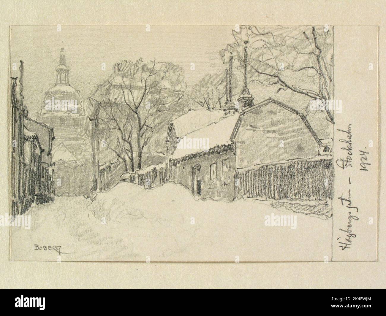 Drawing by Ferdinand Boberg. Stockholm, Söder, Högbergsgatan Nordic ...