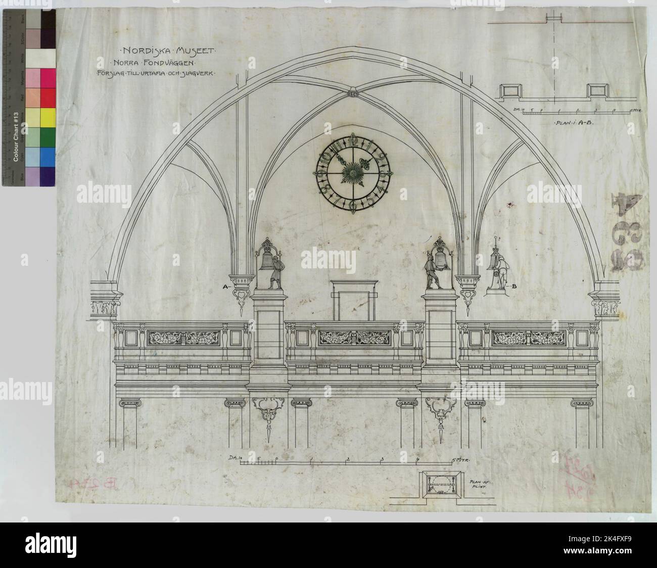Drawing on weave over the main building of the Nordic Museum. Proposal ...