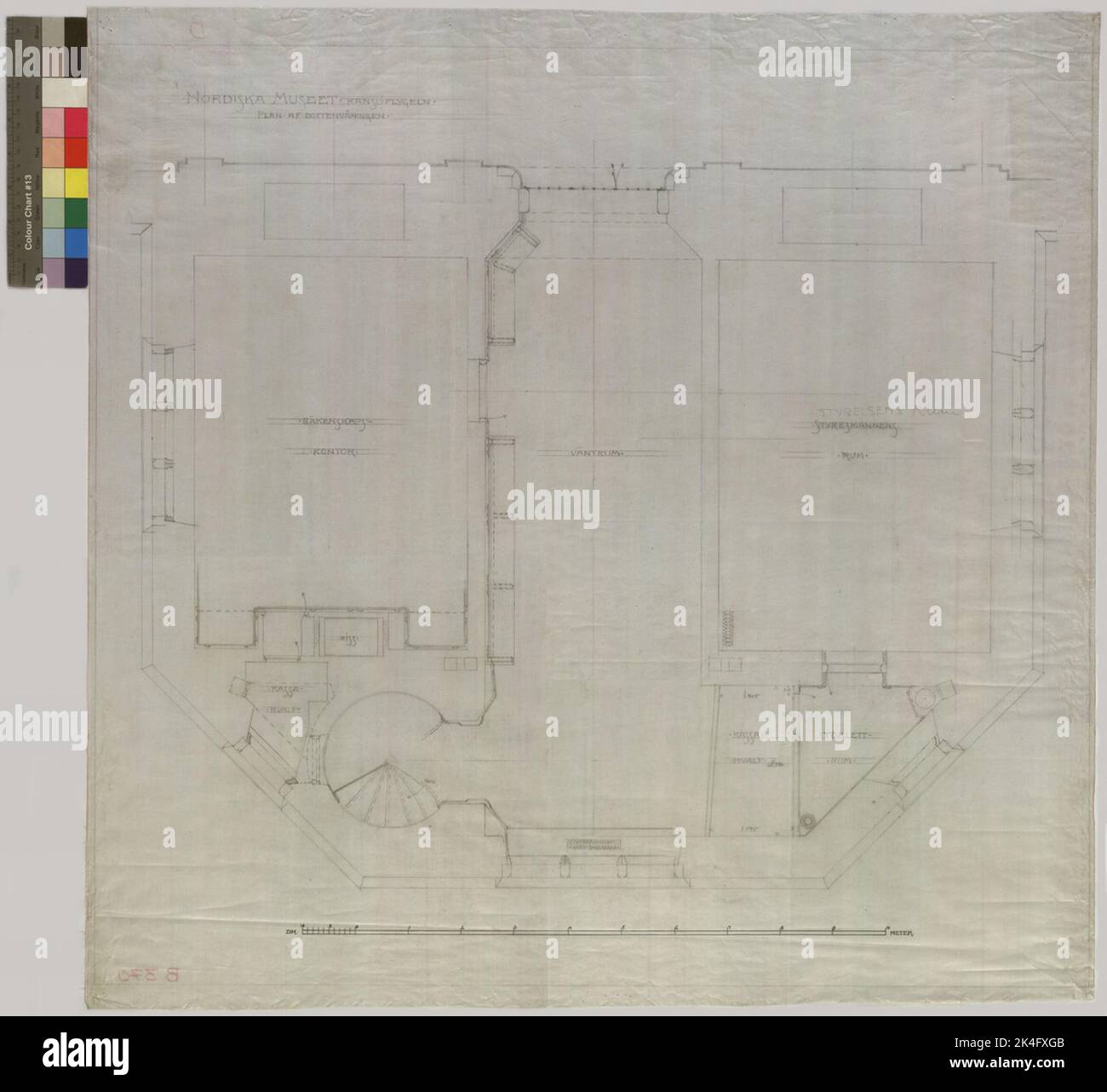 Drawing on weave over the main building of the Nordic Museum. The ...