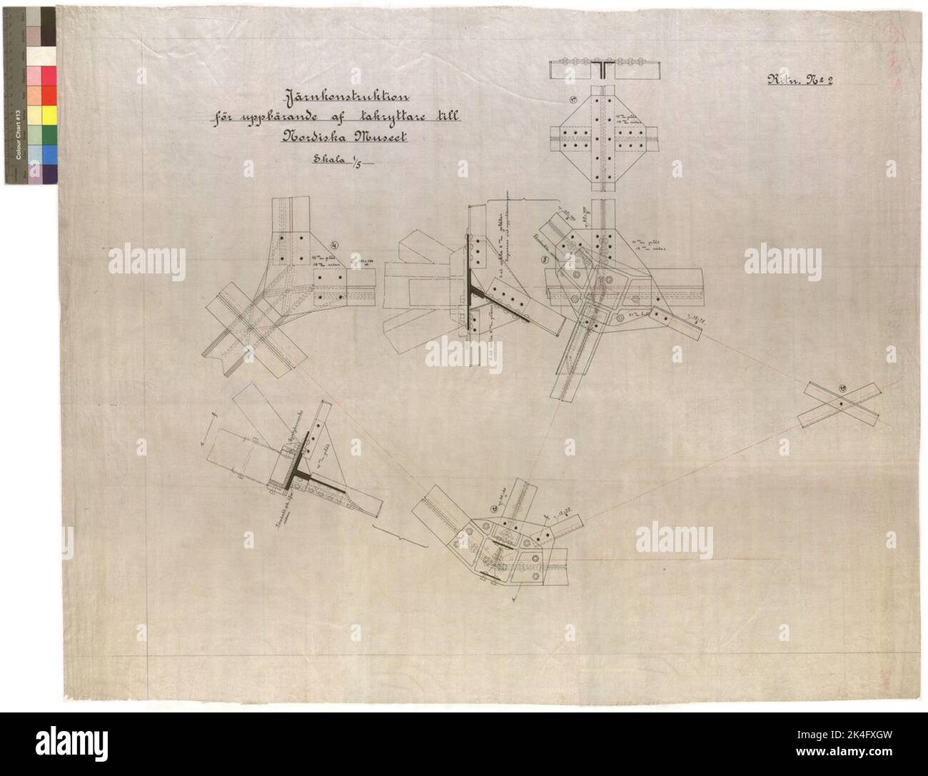 Drawing on weave over the main building of the Nordic Museum. Drawing ...