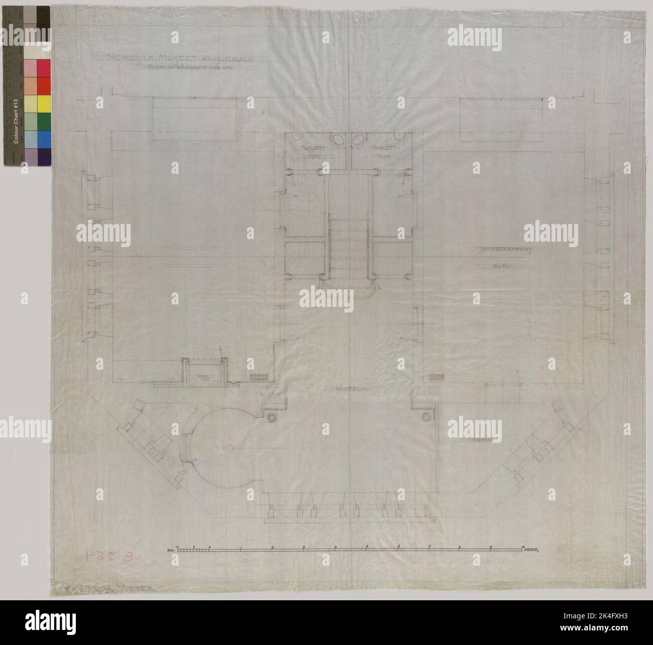 Drawing on weave over the main building of the Nordic Museum. The ...