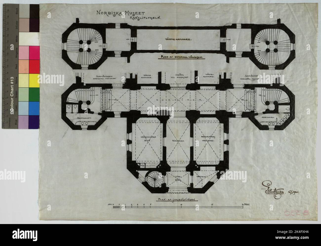 Drawing on weave over the main building of the Nordic Museum. The ...