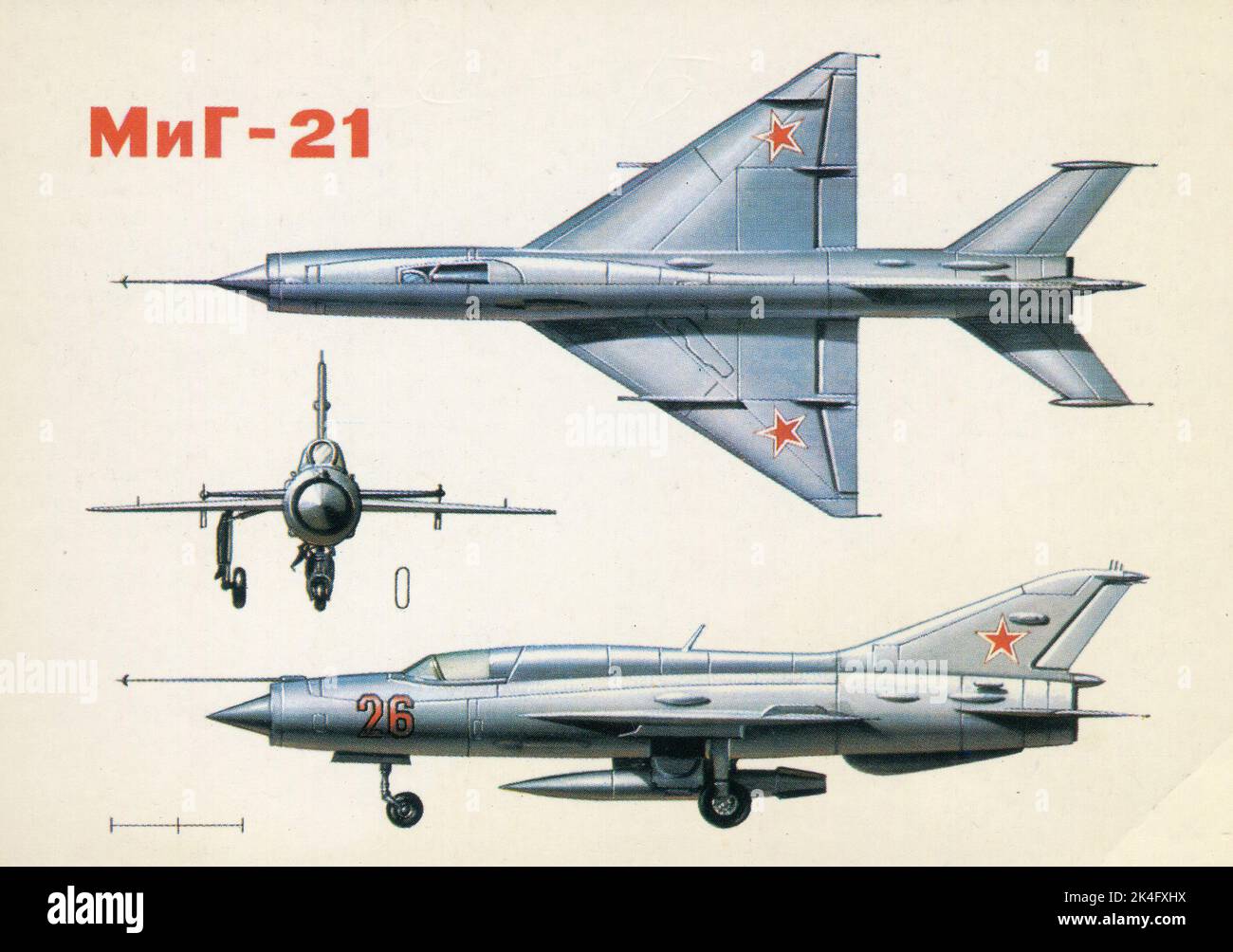 The Mikoyan-Gurevich MiG-21 (Russian: Микоян и Гуревич МиГ-21; NATO reporting name: Fishbed) is ...