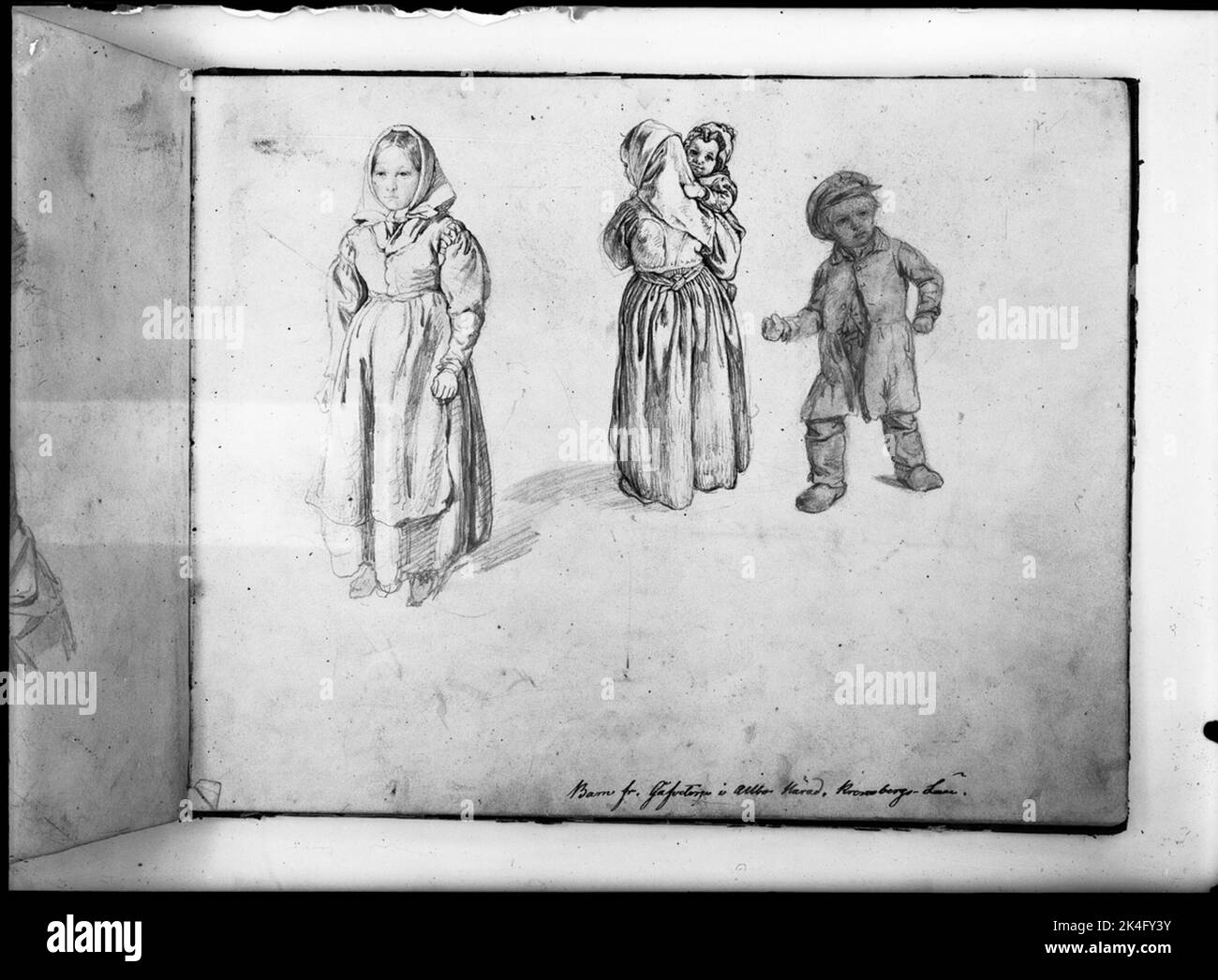 Photo of drawing made by Kilian Zoll (1818-1860). Children from ...