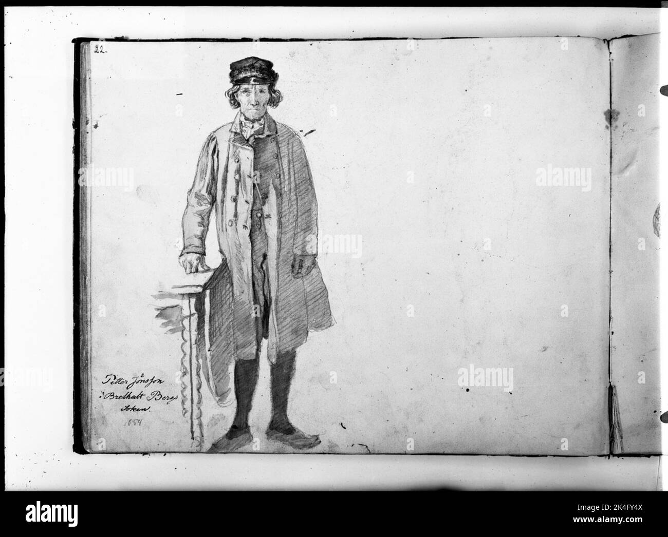 Photo of drawing made by Kilian Zoll (1818-1860). Petter Jönsson in ...