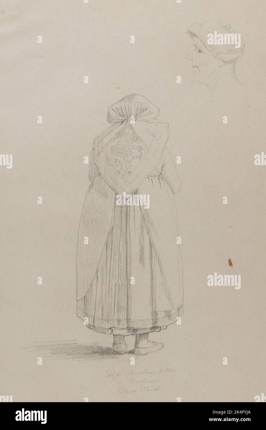 Sisela Christensdotter, Knestorp, just hered. Pencil drawing by Otto ...