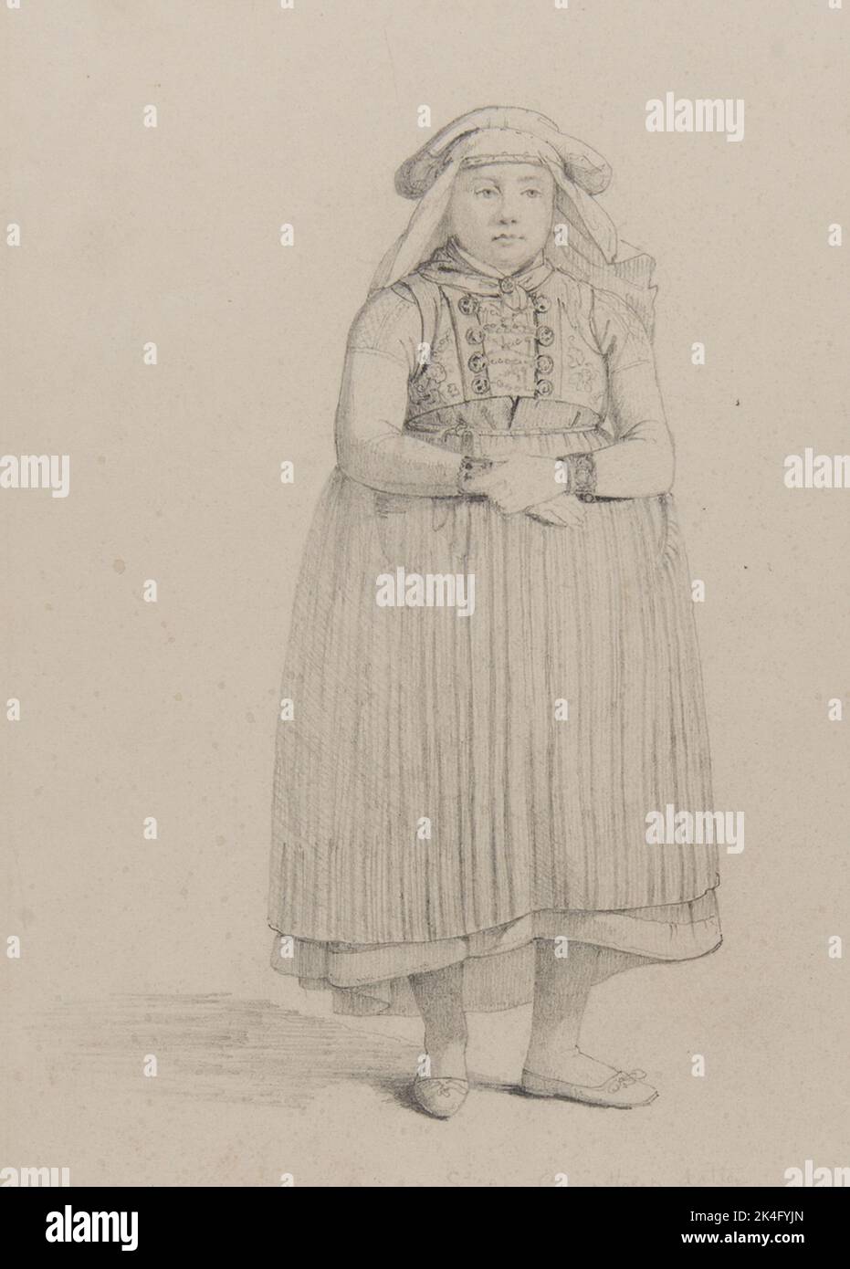Sisela Christensdotter, Knestorp, just hered. Pencil drawing by Otto ...