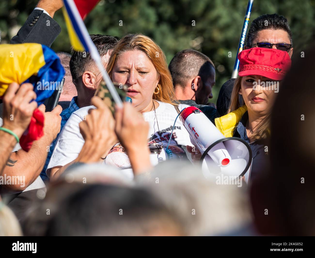 Bucharest, Romania - October 2022: Romanian Senator Diana Iovanovici Sosoaca giving a speech in ...