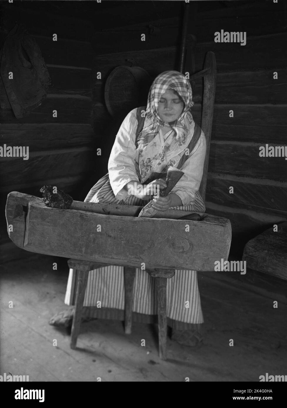 Sausage making. sausage stuffing with "fiancé" - sausage horn of fists ...