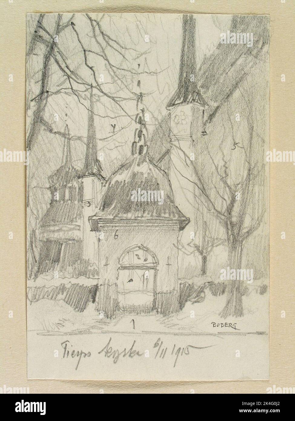 Drawing by Ferdinand Boberg. Uppland, Örbyhus hd., Tierp church Nordic ...