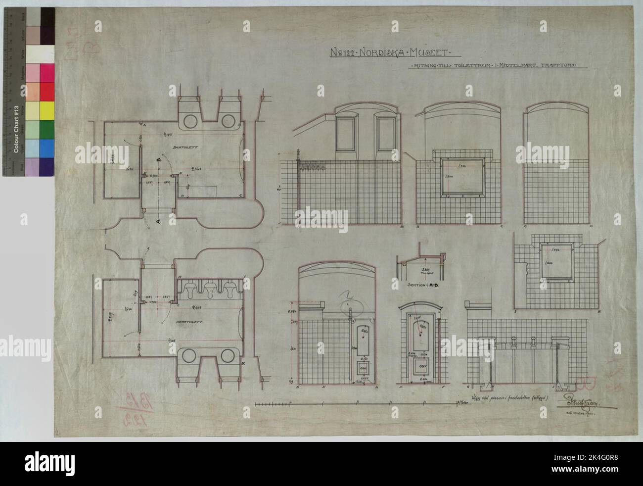 Drawing on weave over the main building of the Nordic Museum. Drawing ...