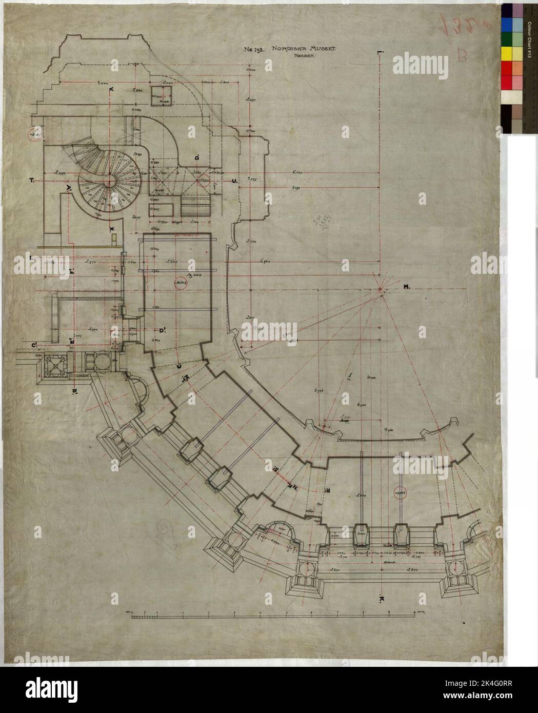 Drawing on weave over the main building of the Nordic Museum. The abyss ...