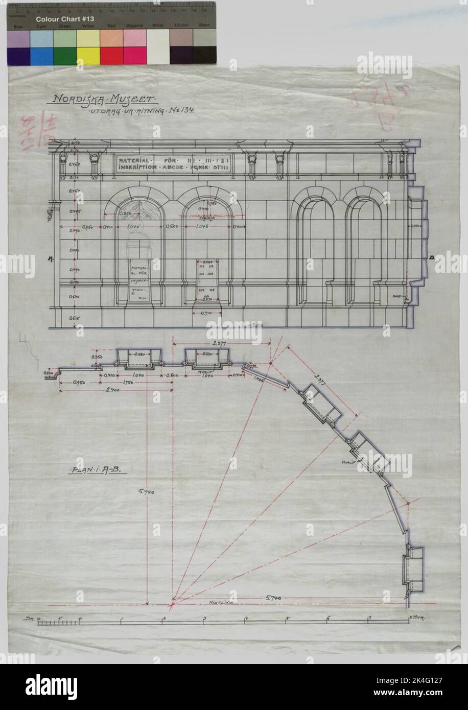 Drawing on weave over the main building of the Nordic Museum. Excerpt ...