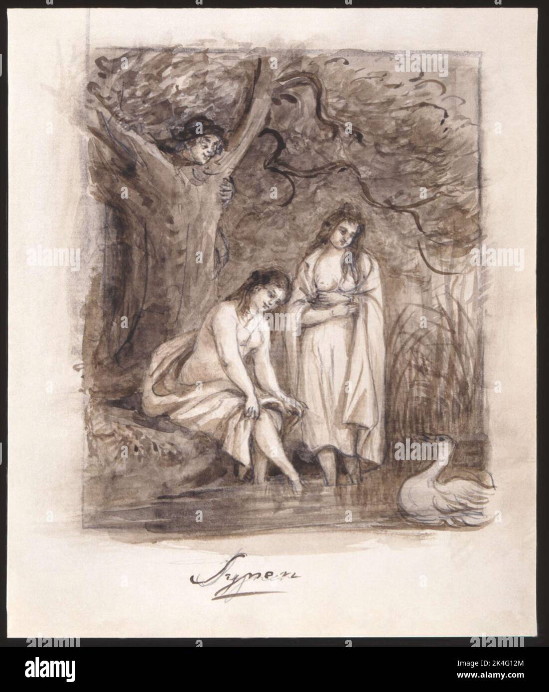 Sight ". A boy in the tree looking at two nymphs by the water. Nordic ...