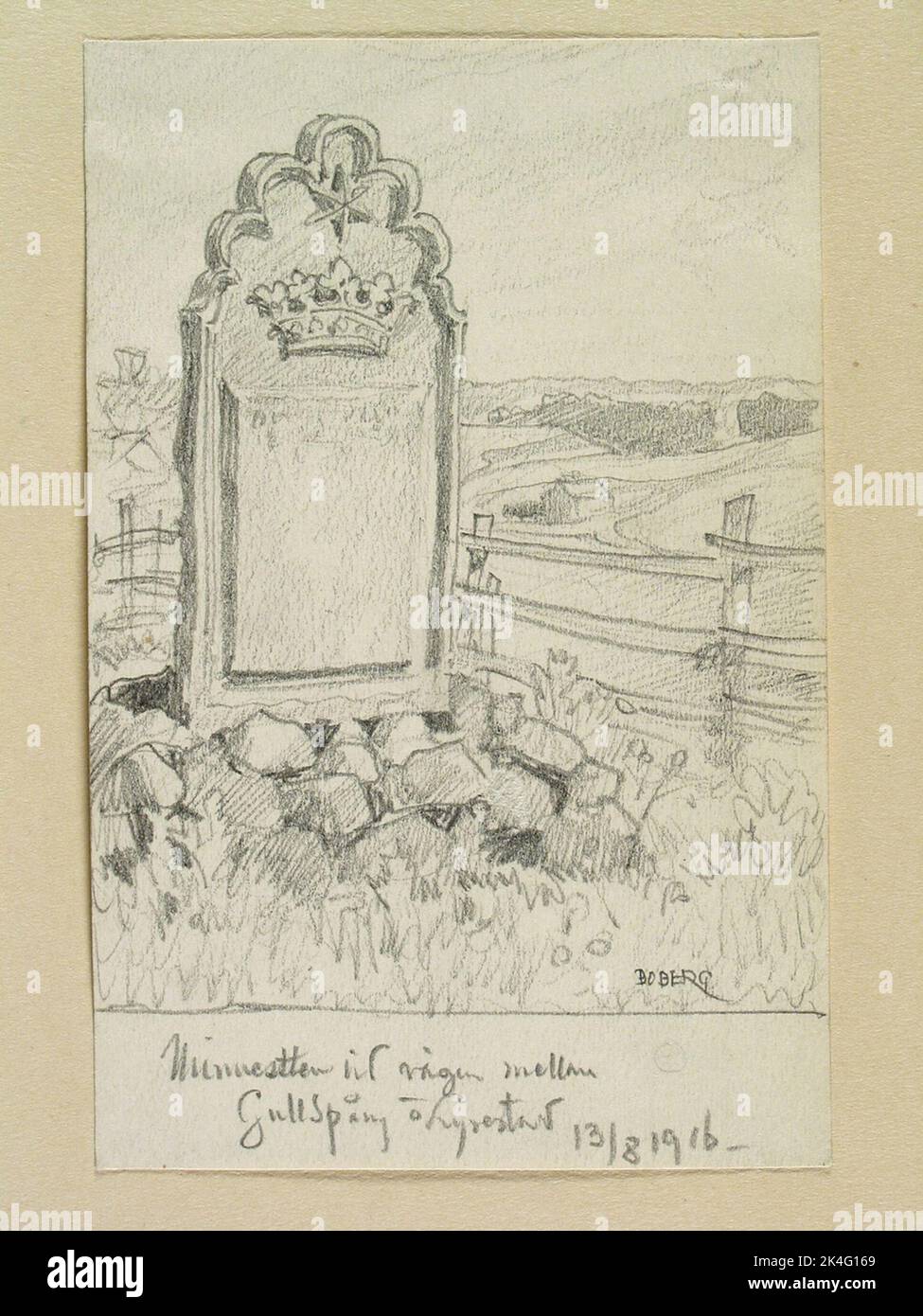 Drawing by Ferdinand Boberg. Västergötland, Vadsbro hd., Lyrestads sn ...