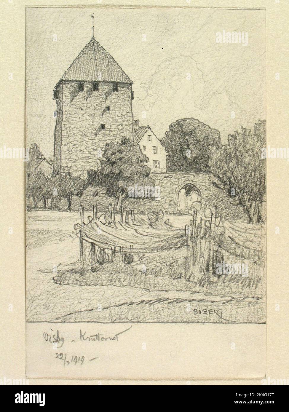 Drawing by Ferdinand Boberg. Visby, Kruttornet Nordic Stock Photo - Alamy