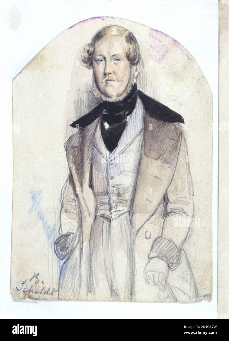 Portrait by B. Schildt. Watercolored pencil drawing by Fritz von Dardel ...