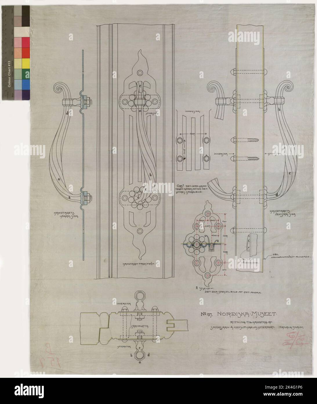 Drawing on weave over the main building of the Nordic Museum. Drawing ...