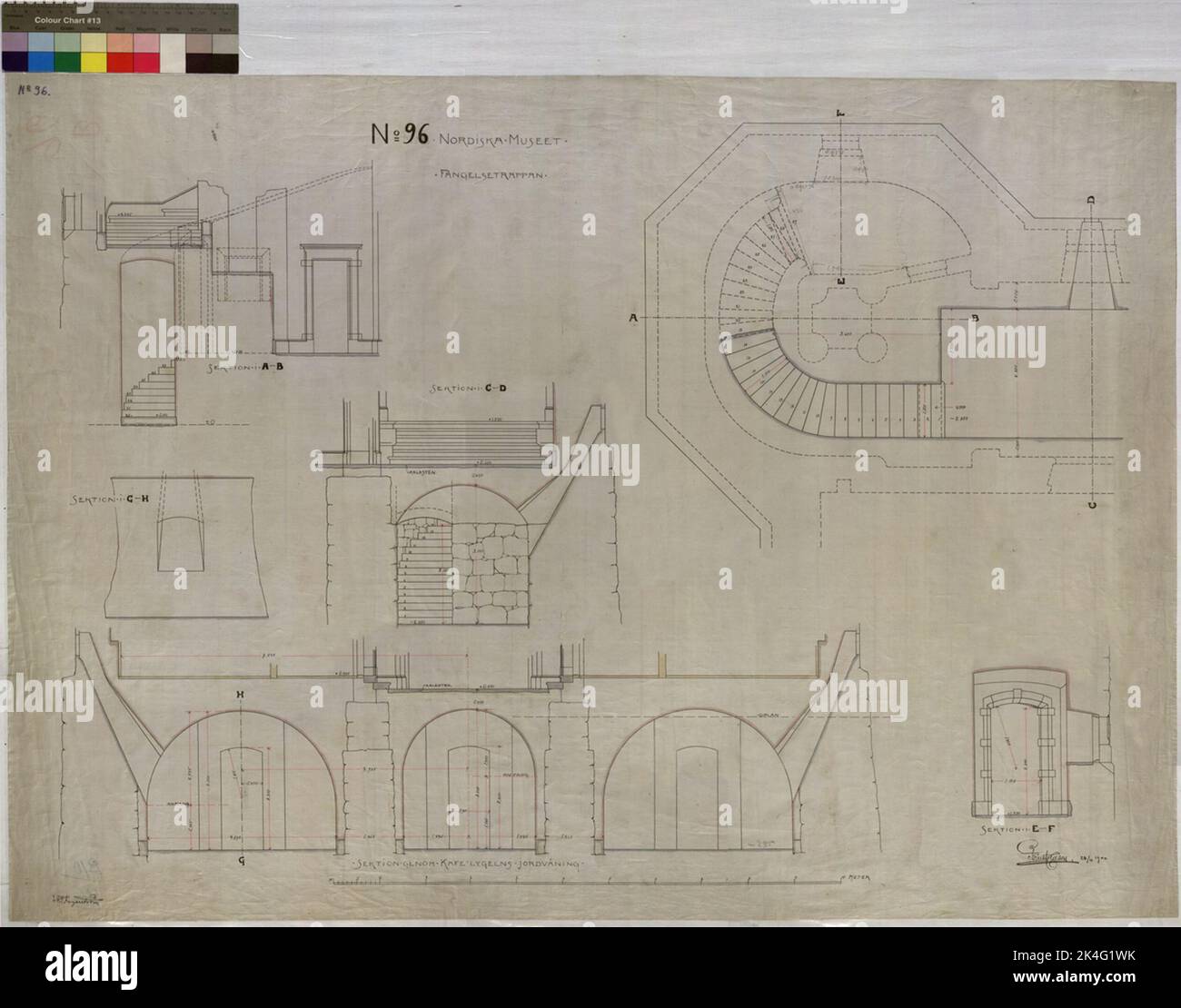 Drawing on weave over the main building of the Nordic Museum. The ...